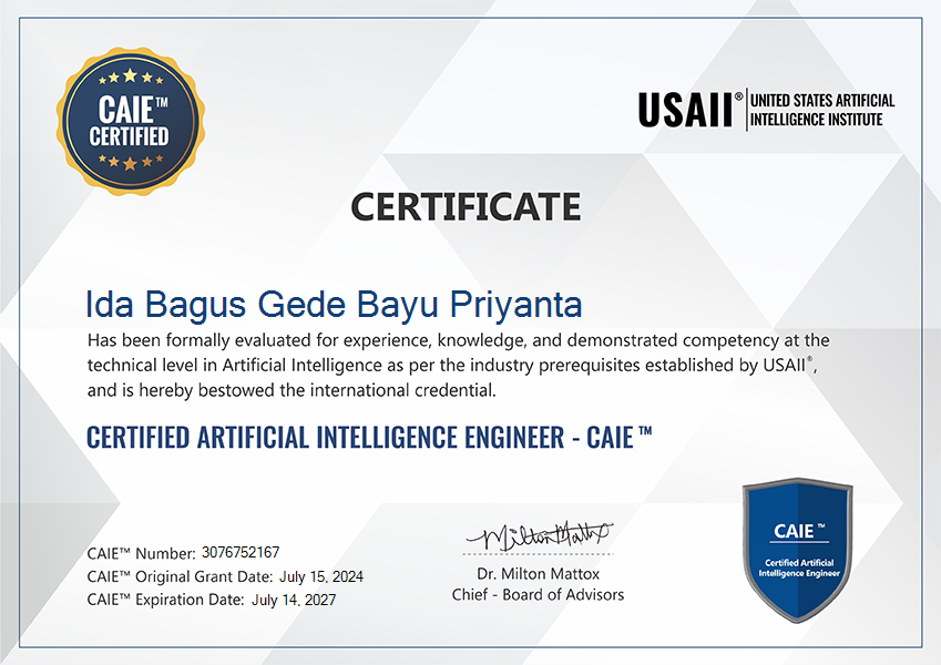 Ida Bagus Gede Bayu Priyanta, CAIE™